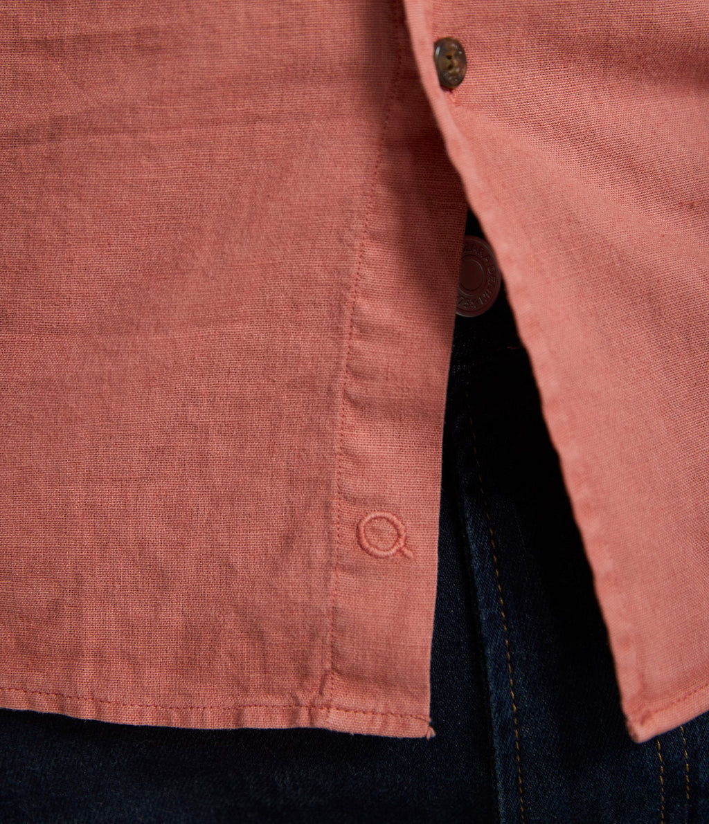 The Qualis - Camisa Hombre Lino Algodón Manga Larga Silven Terracota